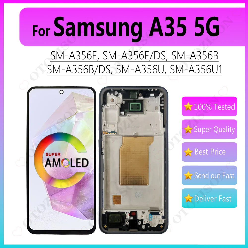 AMOLED For Samsung Galaxy A35 5G LCD Display Screen With Frame A356 SM ...