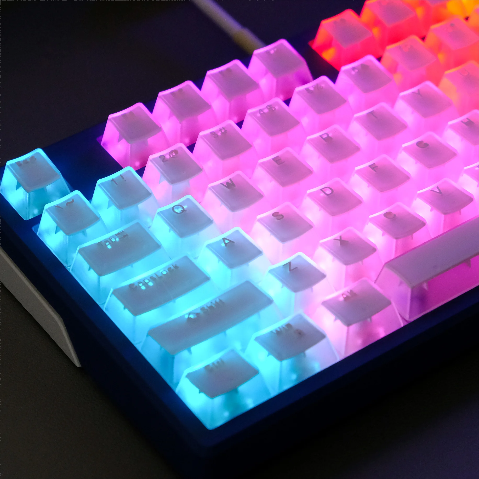 1-Set-Black-White-Semi-Translucent-Keycaps-PBT-OEM-Profile-Key-Caps-For ...