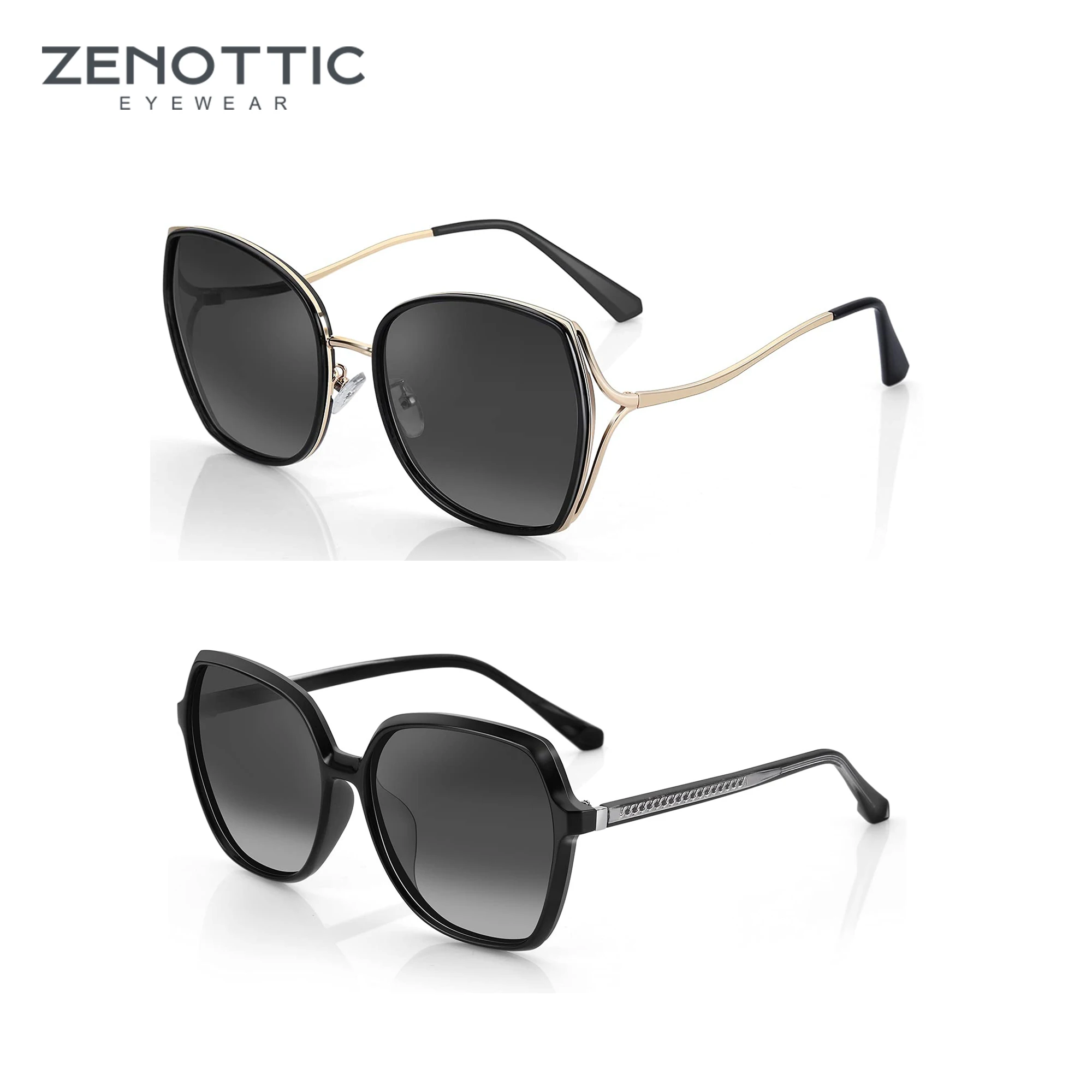 ZENOTTIC 2024 Fashion Polarized Sunglasses Women Cat Eye Oversized ...