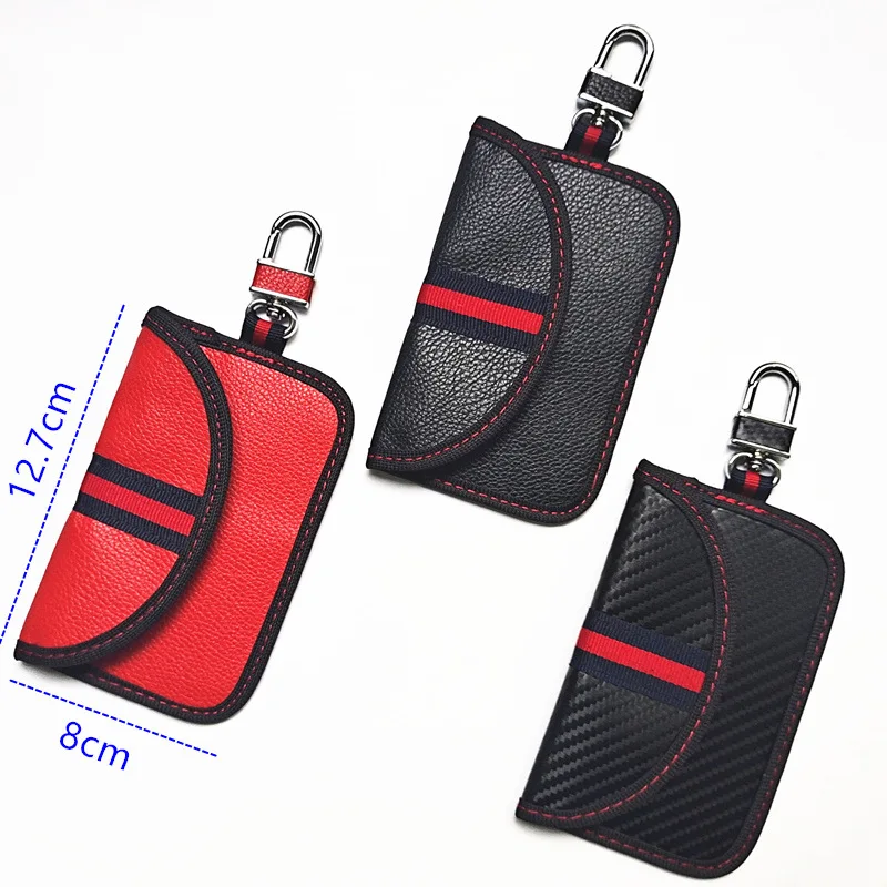 Car-Key-Signal-Blocker-Bag-RFID-Shielded-Signal-Zipper-Case-PU-Leather ...