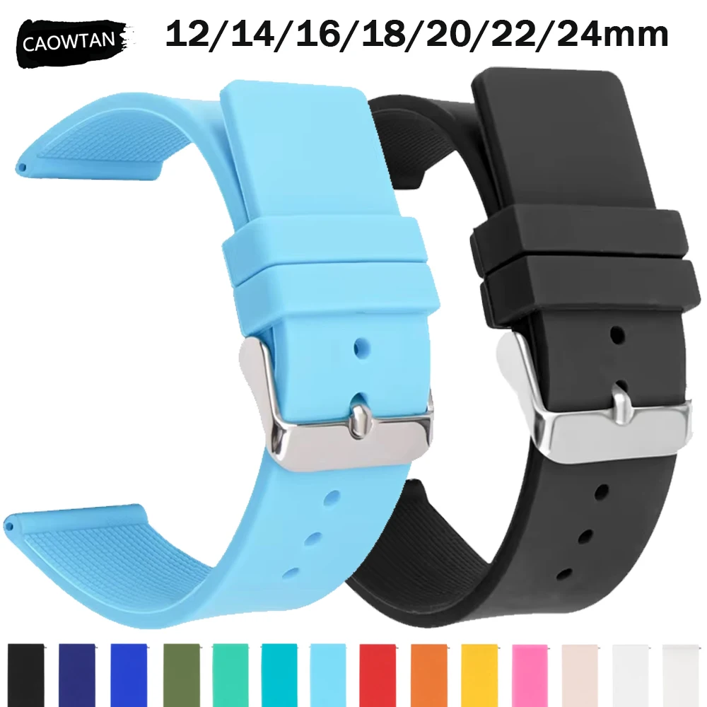 Silicone Watch Bands 12/14/16/18/20/22/24 mm Soft Quick Release Rubber ...