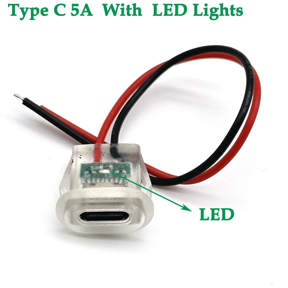 USB-C-5A-High-Current-Charging-Socket-With-LED-lights-Plate-USB-C-TYPE ...