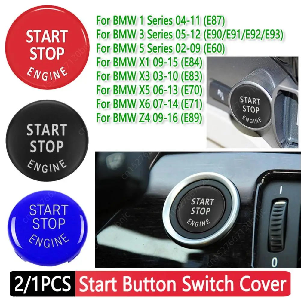 2/1pcs Car Engine Start Stop Switch Cover Replace Buttons Cap for BMW 1 ...