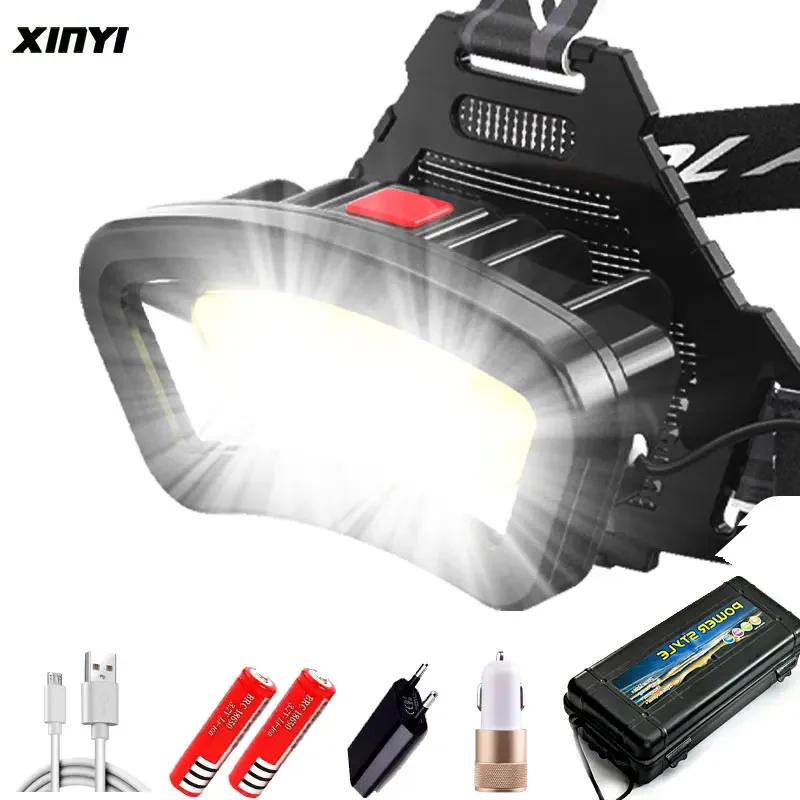 led headlight USB rechargeable 200m Long Lighting Distance Wide Angle ...