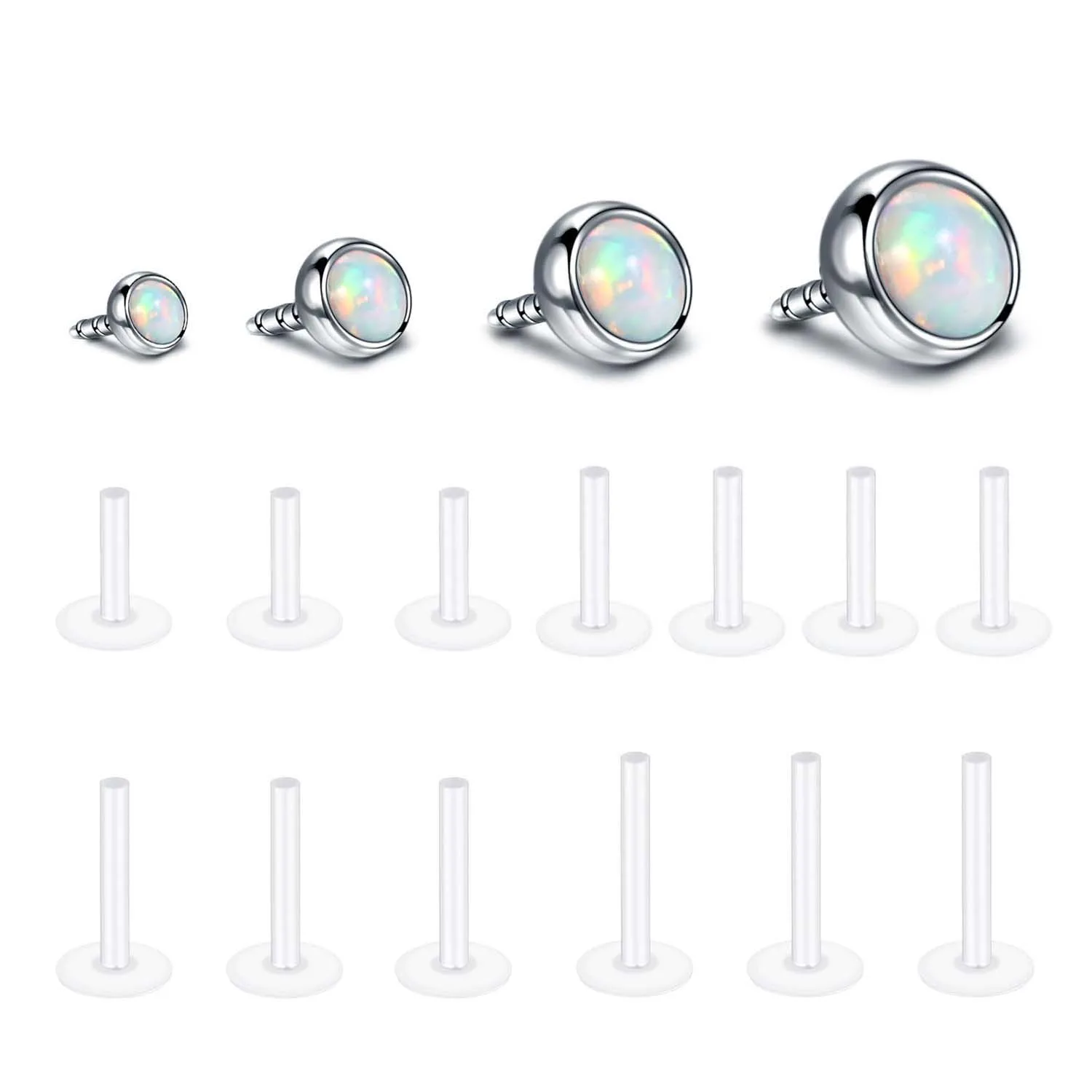 Clear Lip Rings Stud for Women 16G Lip Nail Plastic Piercing Jewelry ...