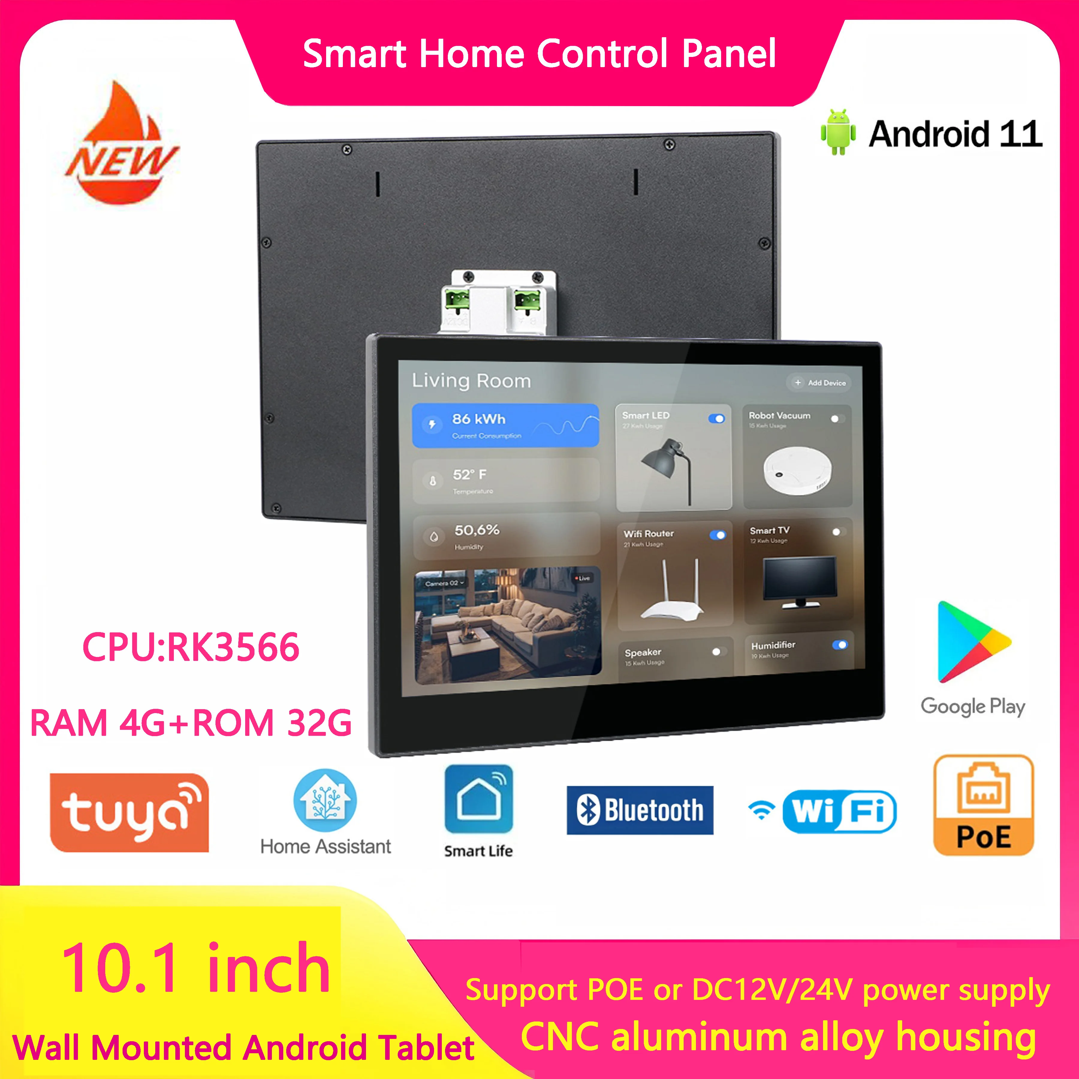 Tablette murale Android POE avec écran tactile de 10.1 pouces, panneau ...