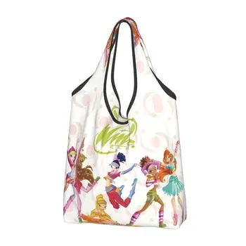 Custom Disney Anime Winx Club Grocery Shopping Bag Cute Shopper ...