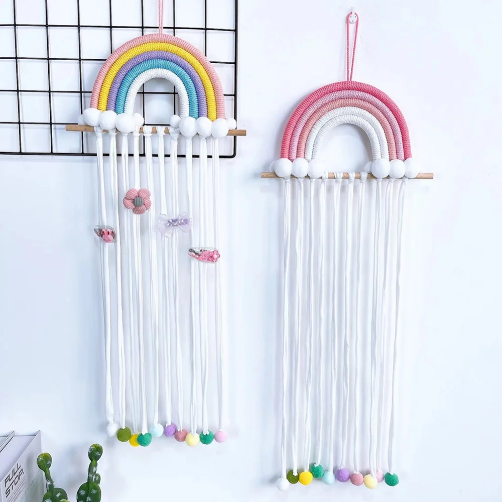 Rainbow-Tassels-Hair-Bows-Holder-Hanging-Baby-Hair-Accessories-Storage ...