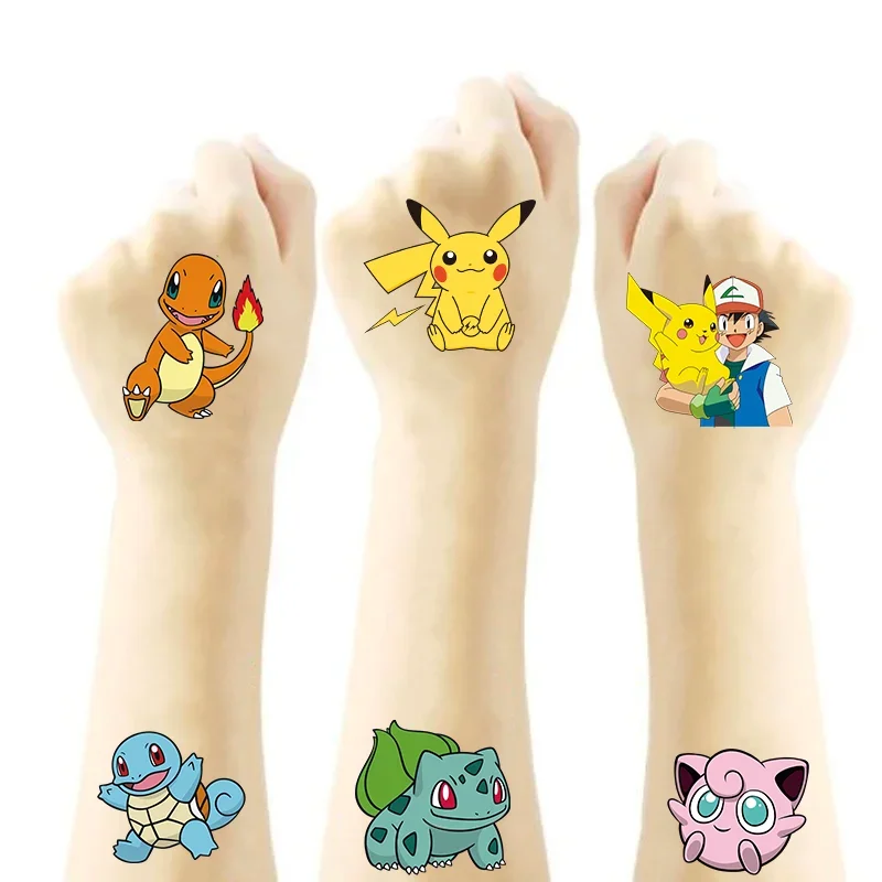 Pegatinas-de-tatuaje-de-Pok-mon-para-ni-os-tatuajes-temporales-impermeables-de-Pikachu-Charizard ...