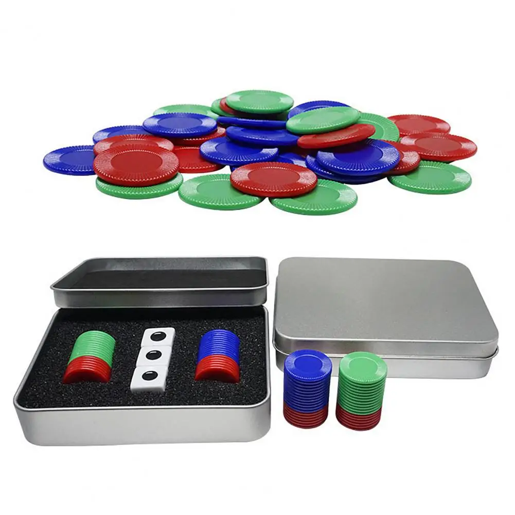 Left Right Center Dice Game Set with 3 Dices 36 Chips Aluminum Box ...