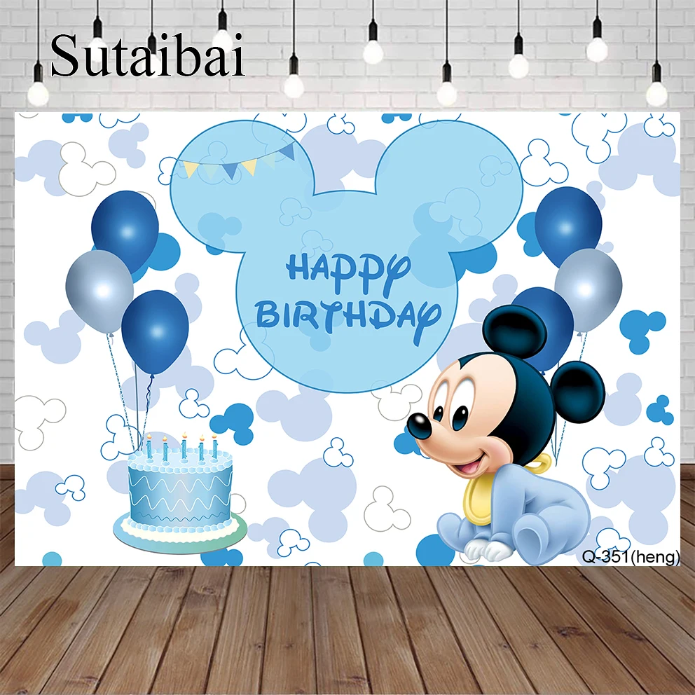 Lovely-Custom-Cartoon-Disney-Baby-Mickey-Mouse-Cute-Dots-First-Birthday ...