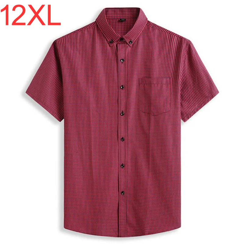6XL 7XL 8XL 9XL 10XL 12XL Plus Size Men's Plaid Short Sleeve Shirt ...