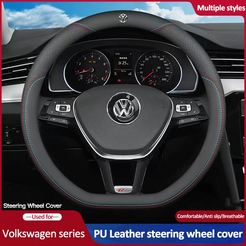 Leather-Car-Anti-Slip-Steering-Wheel-Protective-Cover-3D-Stickers-For ...