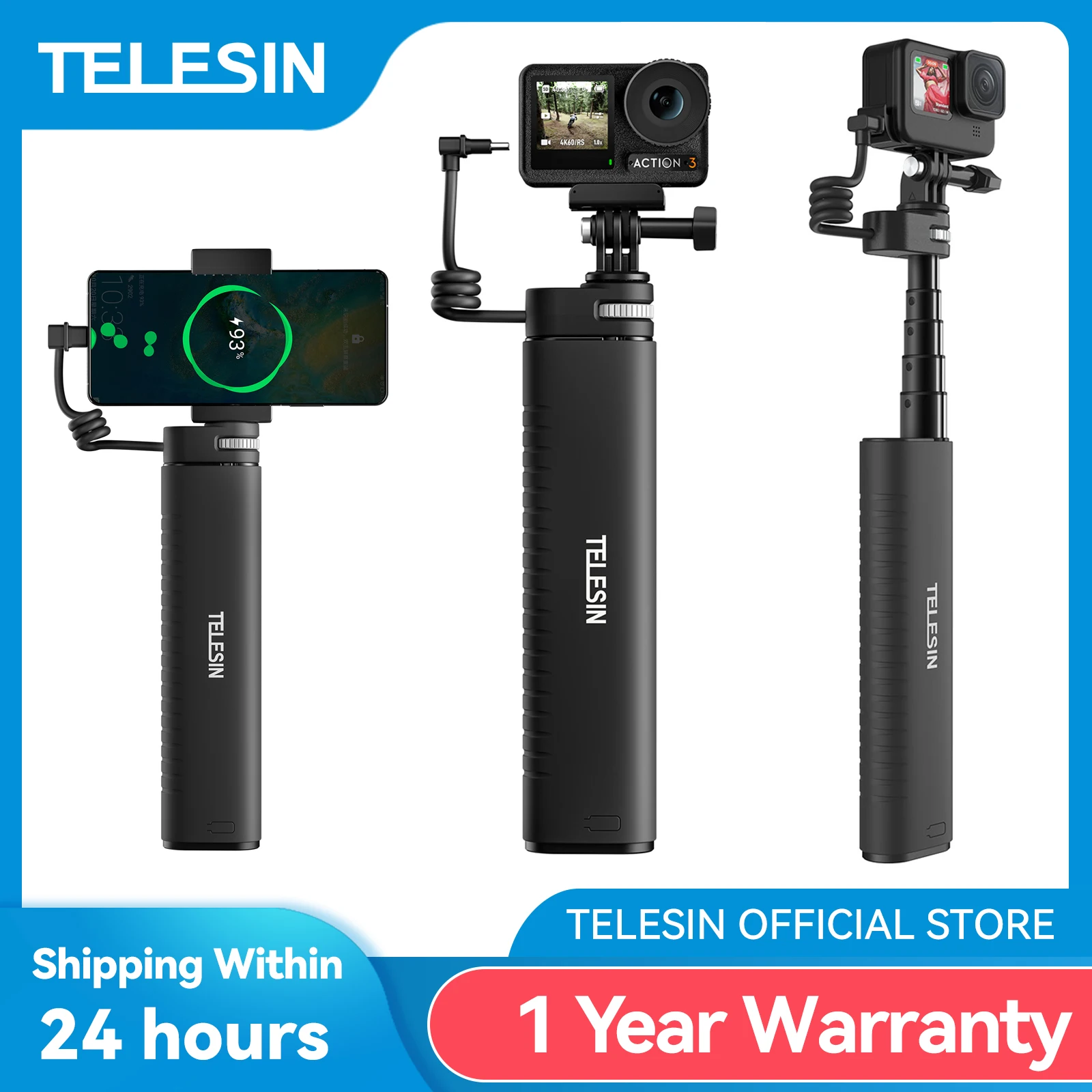 Power Bank Gopro Camera | Selfie Stick Power Bank - Sports & Action ...