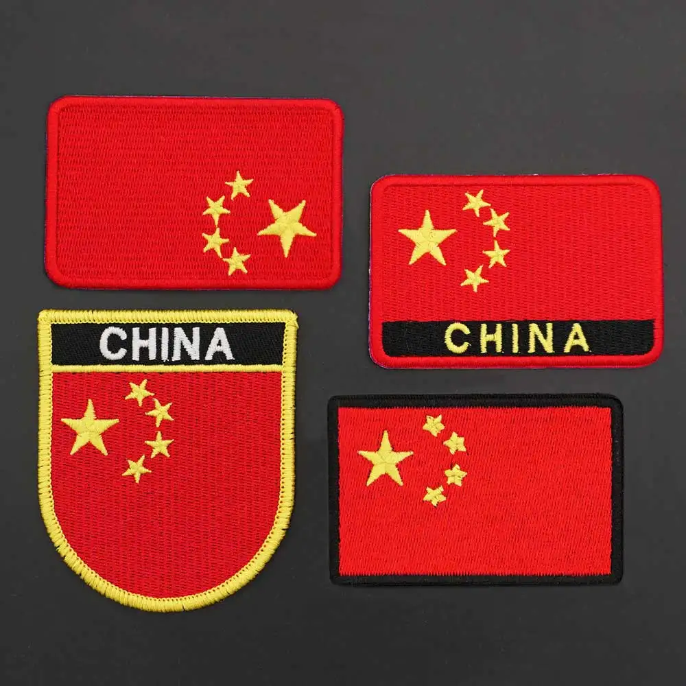 Chinese Flag Patches Five-star Red Flag Badges Military Tactical Morale Embroidered Applique ...