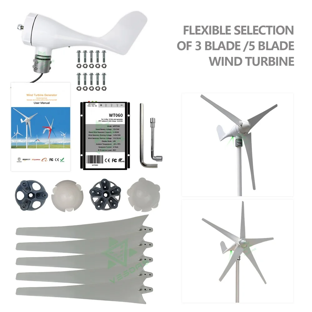 400W-AC-12V-24V-3-5-Blades-Start-2-2m-s-Small-Wind-Turbine-Generator ...