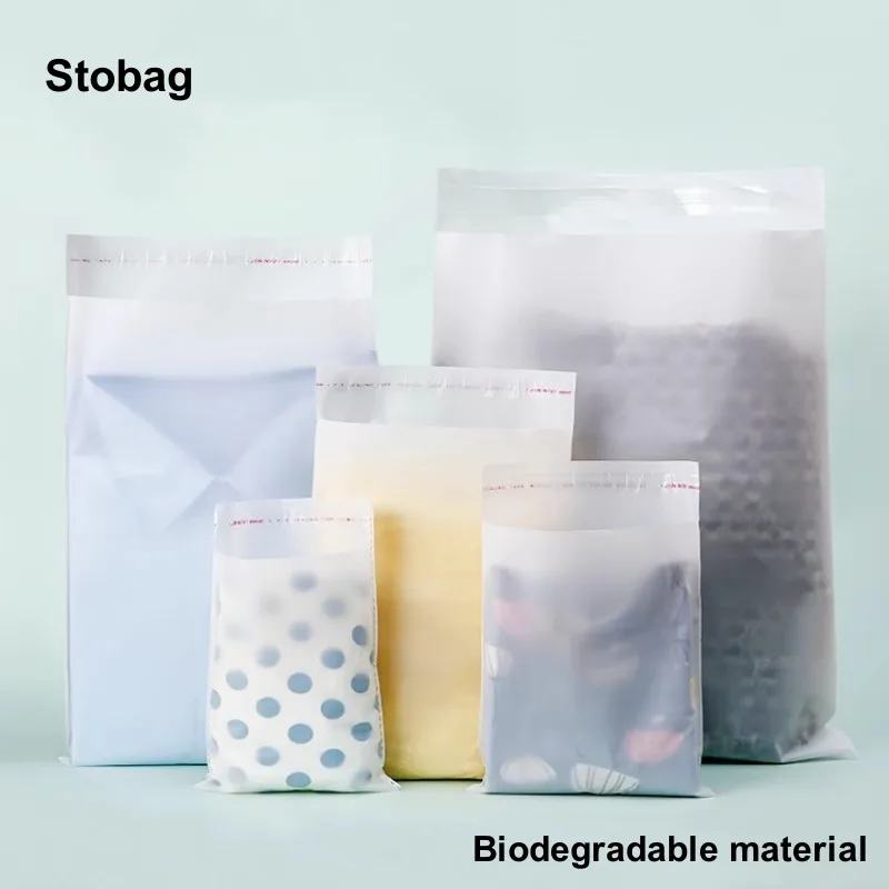 StoBag-100pcs-Biodegradable-Frosted-White-Self-Adhesive-Bag-Clothes-Shirt-Packaging-Storage ...
