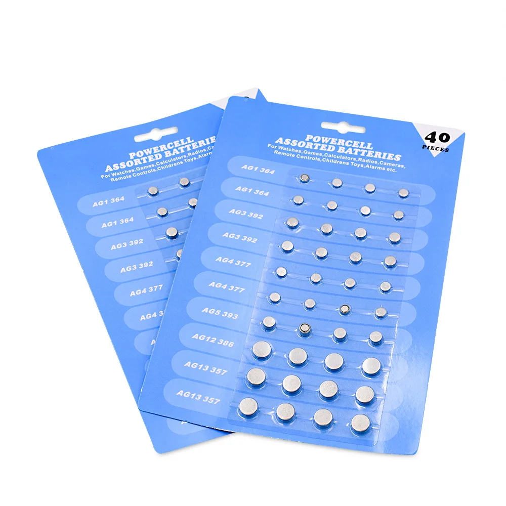 40PCS AG1/364 AG3/392 AG4/377 AG5/393 AG12/386 AG13/357 Button Battery ...