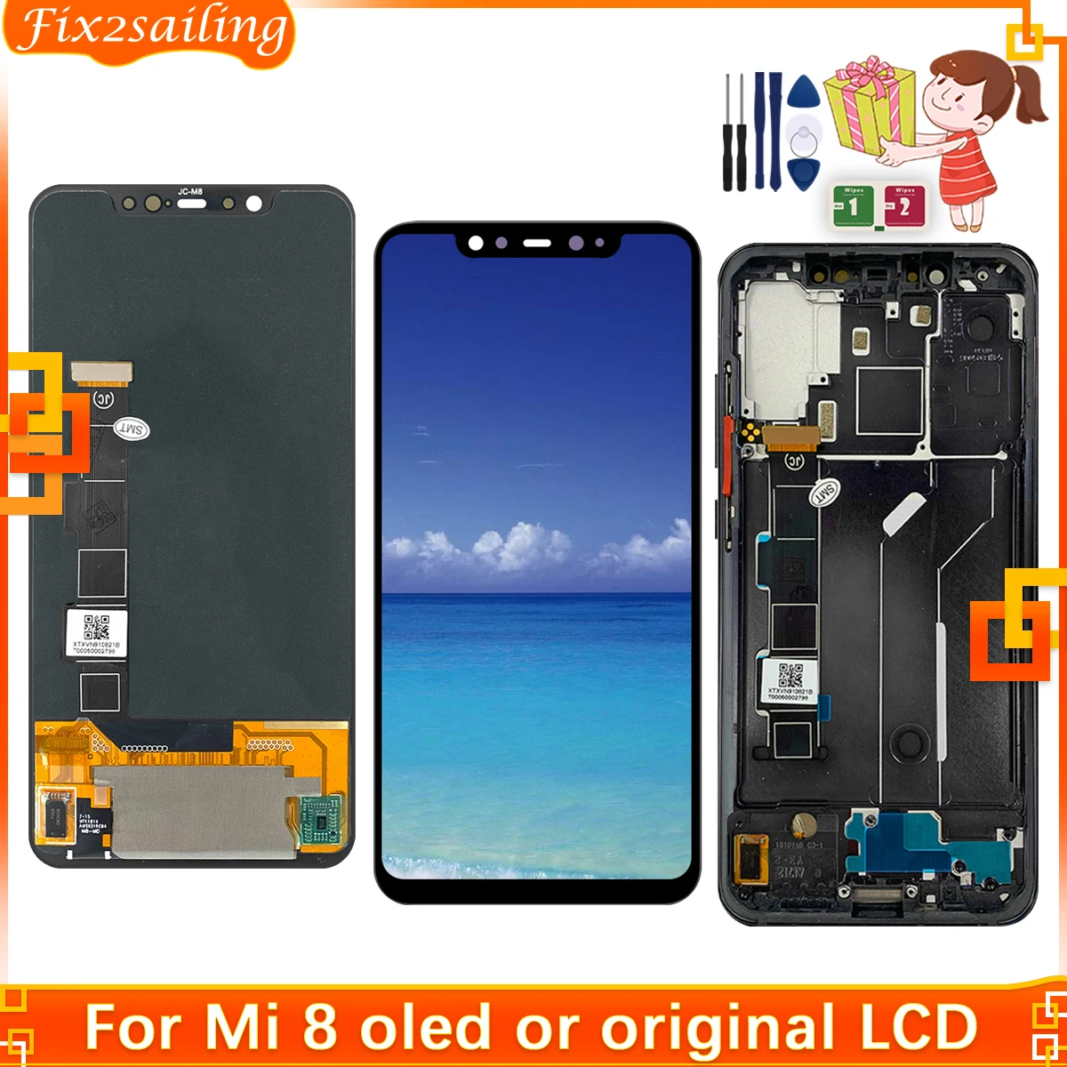 New 100% Tested Display For Xiaomi Mi 8 Lcd 10 Touches Screen ...