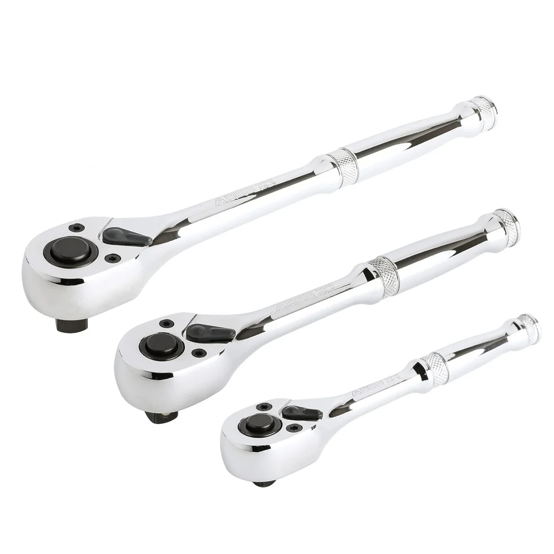 Quick-Release-Ratchet-Set-with-Teardrop-Head-Full-Polished-Chrome-Solid ...