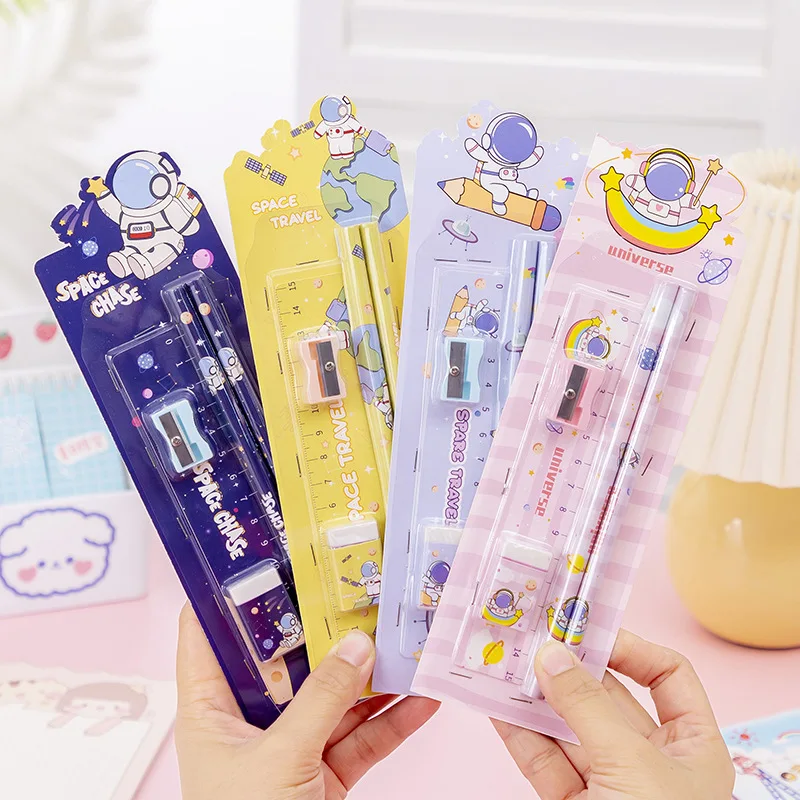 5Pcs-set-Cartoon-Astronaut-Stationery-Set-Cute-Pencil-Sharpener-Eraser ...