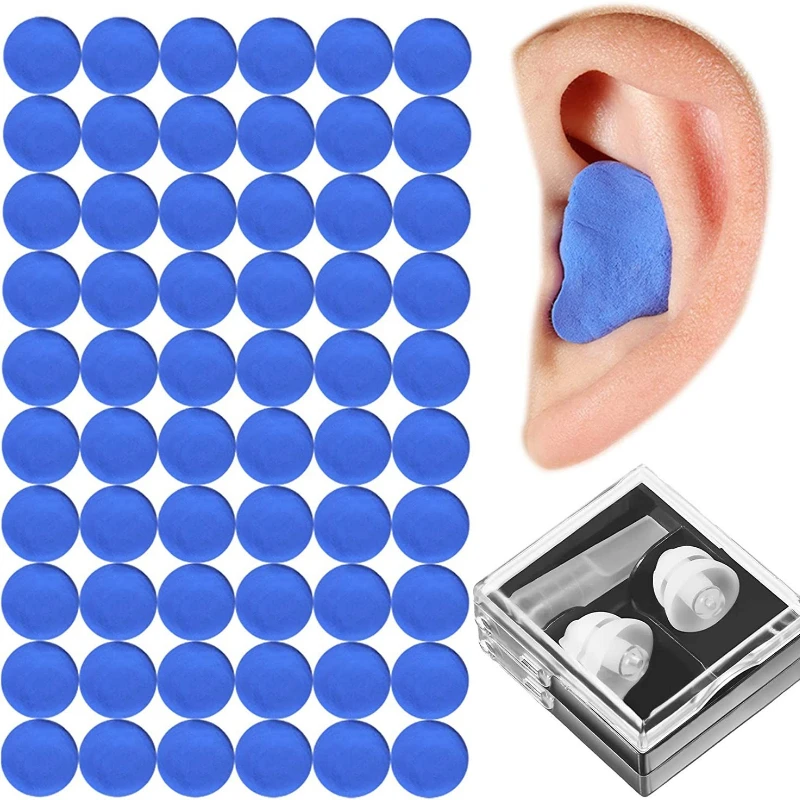 60Pcs-Moldable-Shaped-Noise-Reduction-PU-Earplugs-Aid-Sleep-Soft ...