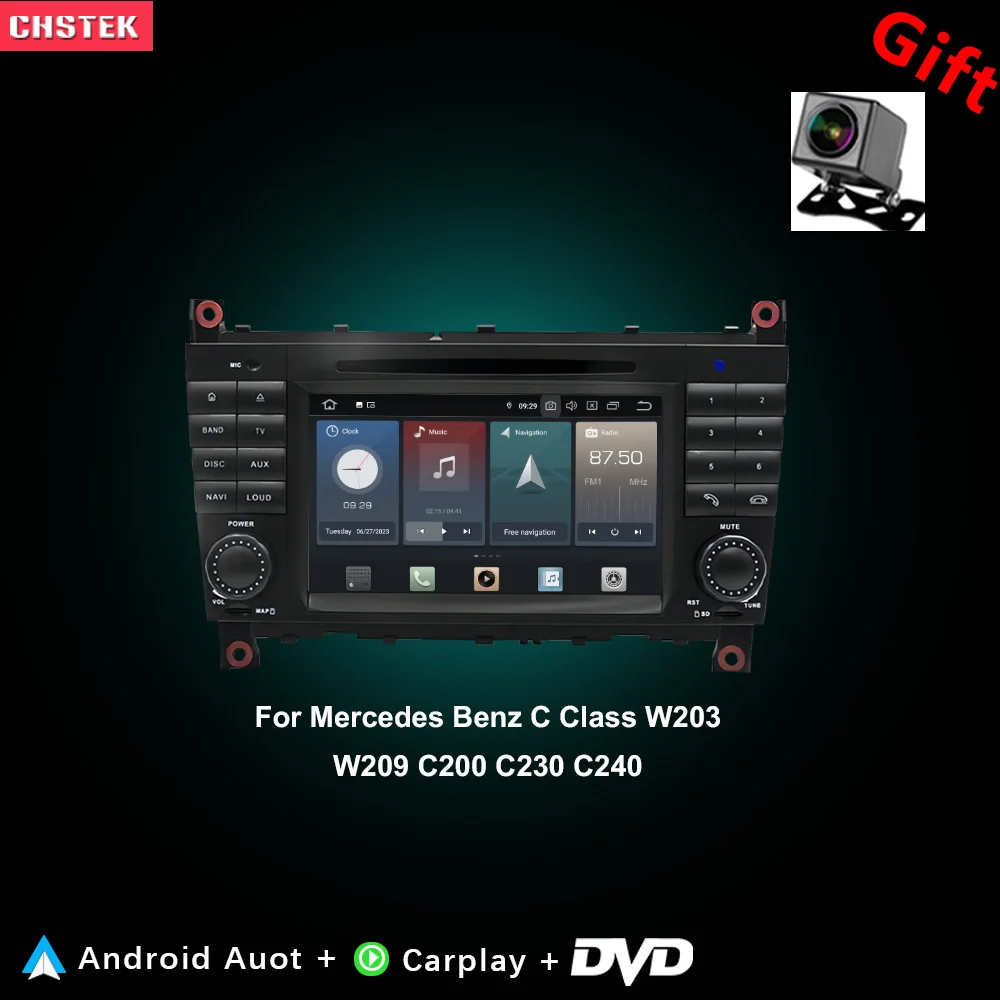 CHSTEK Car Radio DVD Carplay For Mercedes Benz C-Class W203 W209 CLC ...