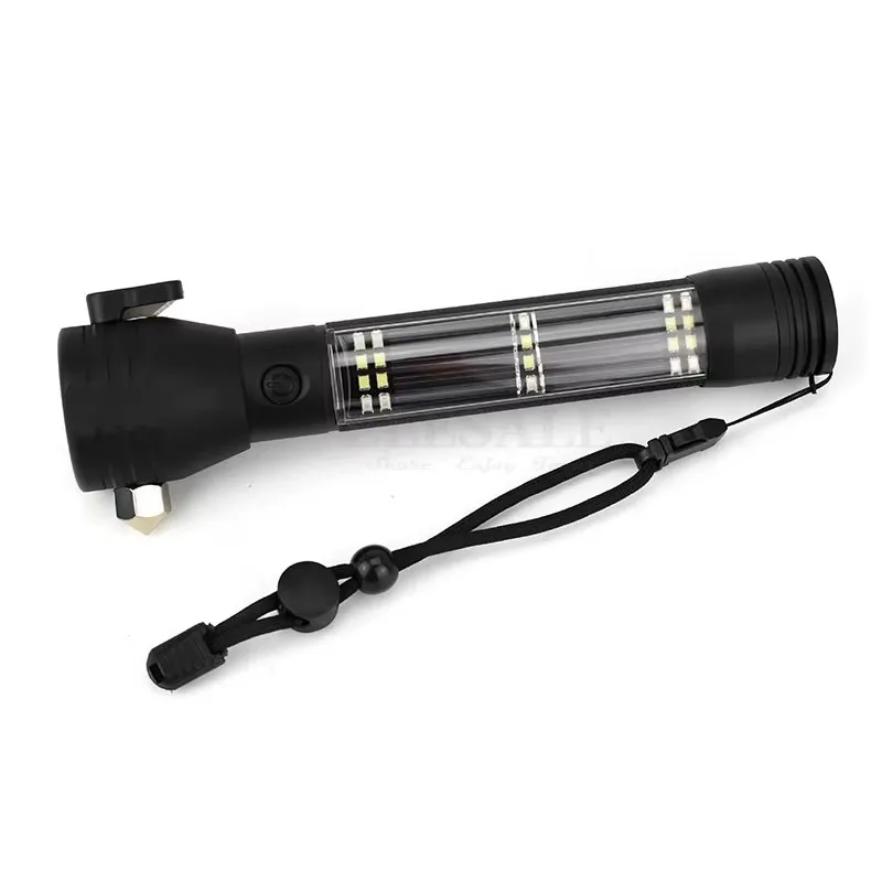 Solar Power Tactical Flashlight with Glass Breaker - Sokogala E-commerce