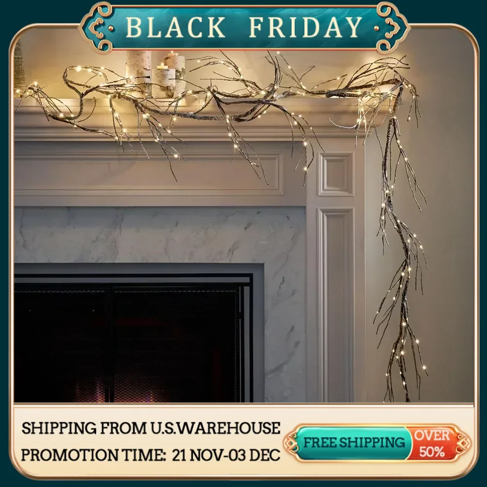 18FT-Christmas-Wreath-with-Lights-Wall-LED-Branch-Lights-Timer-Pre-Lit ...