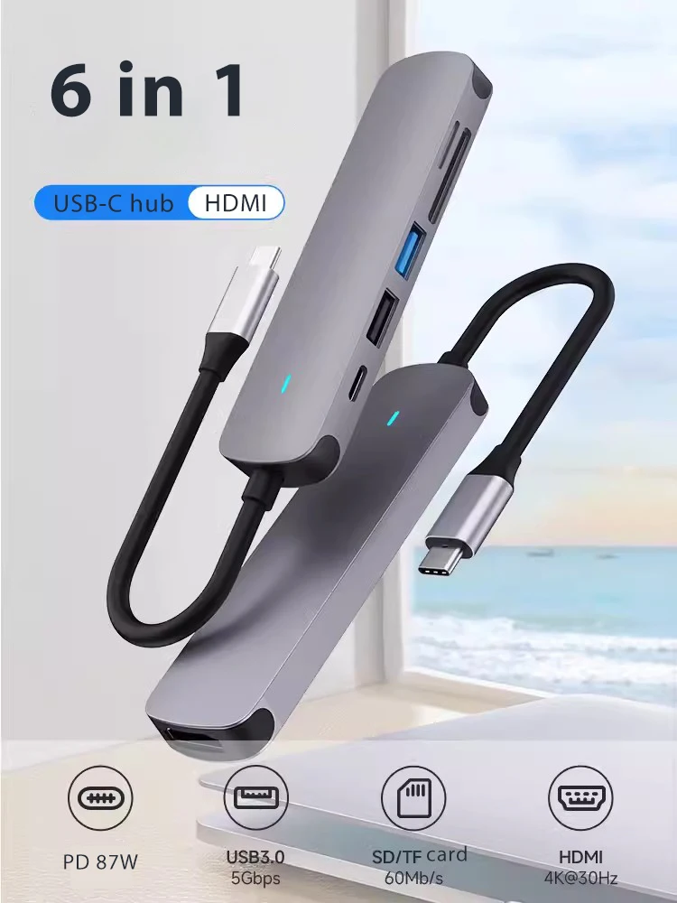 Adaptador-USB-3-0-tipo-C-a-HDMI-4K-Thunderbolt-3-RJ45-VGA-TF-ranura ...