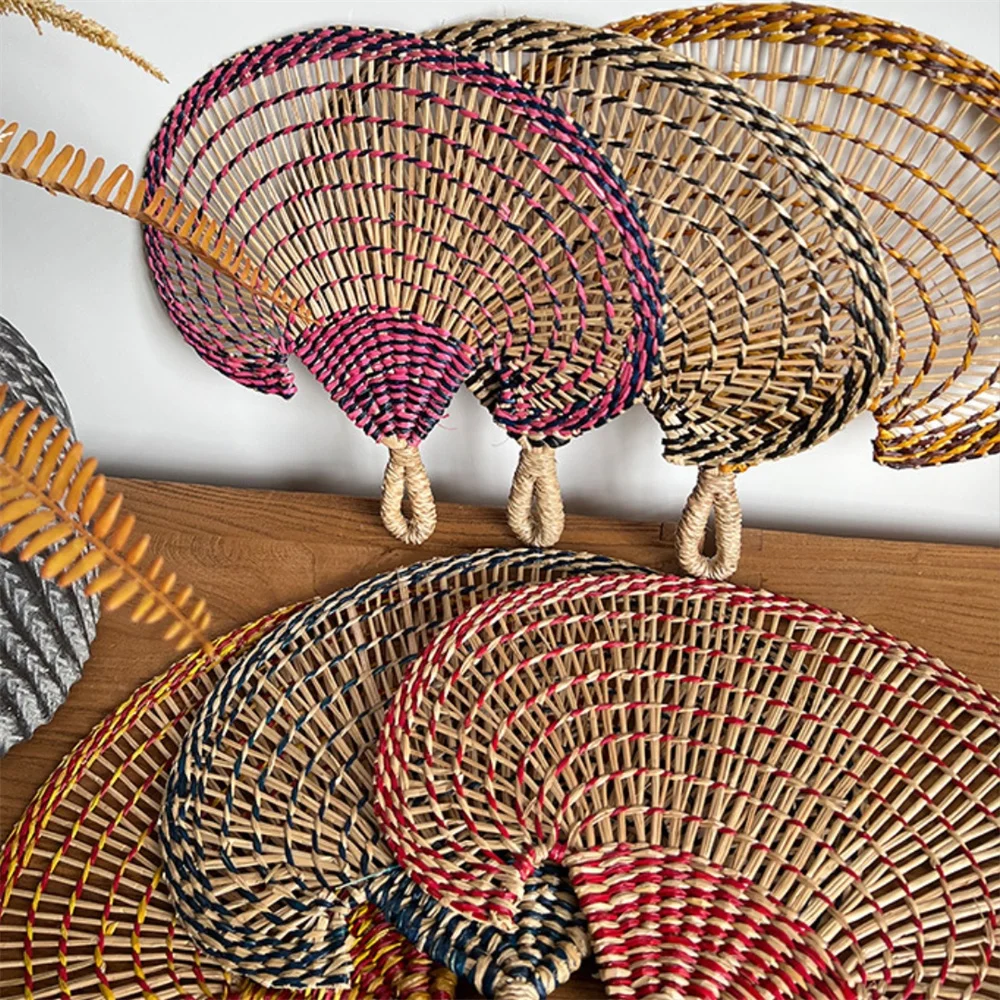 Large-Summer-Handheld-Fan-Seagrass-Hand-Woven-Natural-Ancient ...