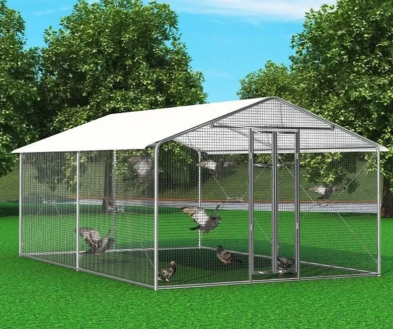 Heavy-Duty-Outdoor-Animal-Cages-Chicken-Run-Metal-With-Roof-Cover-For ...