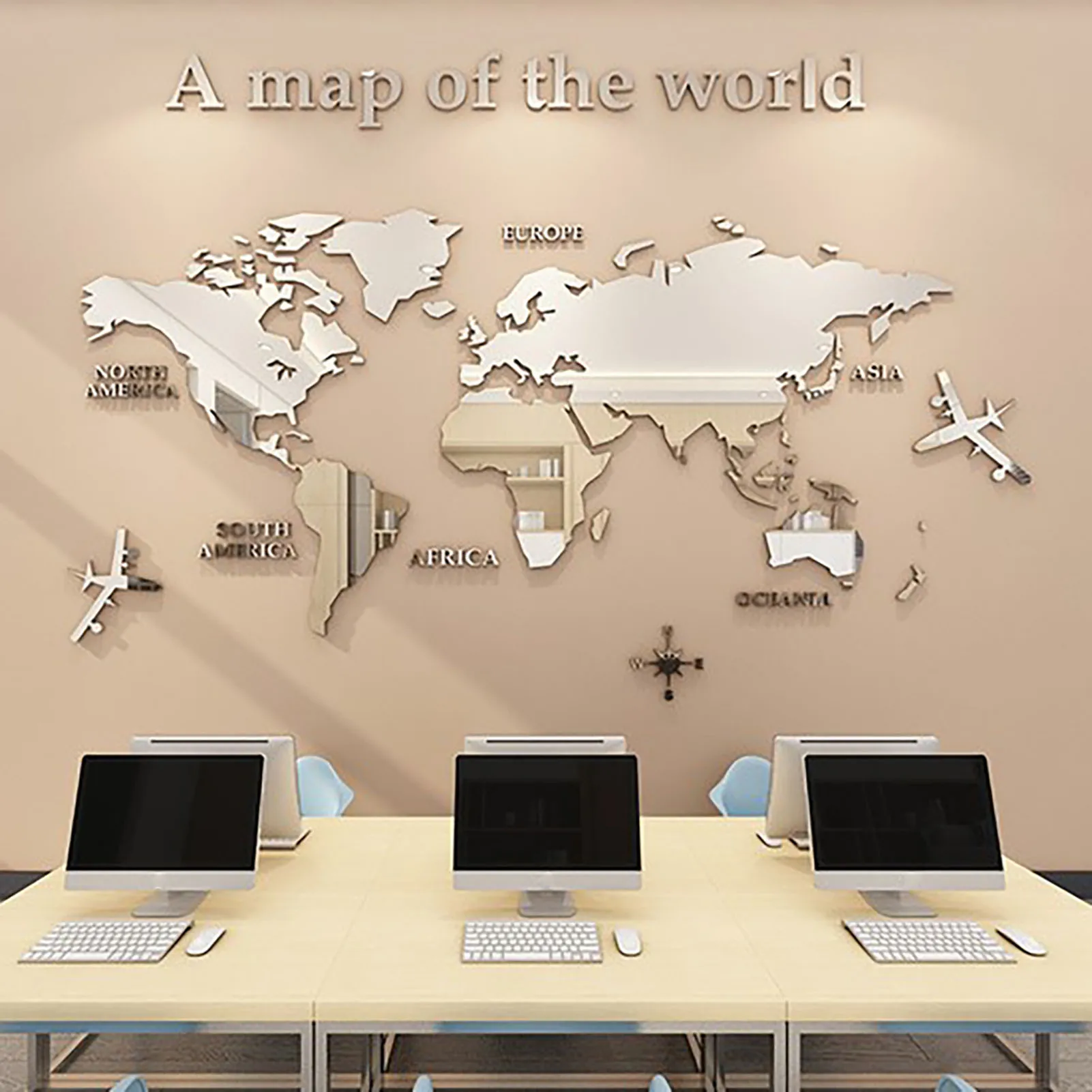 120x60cm-3D-World-Map-Acrylic-Wall-Stickers-3D-Mirror-Beautification ...
