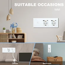 BSEED EU Standard USB Single Socket Touch Switch 1Gang 1Way White ...