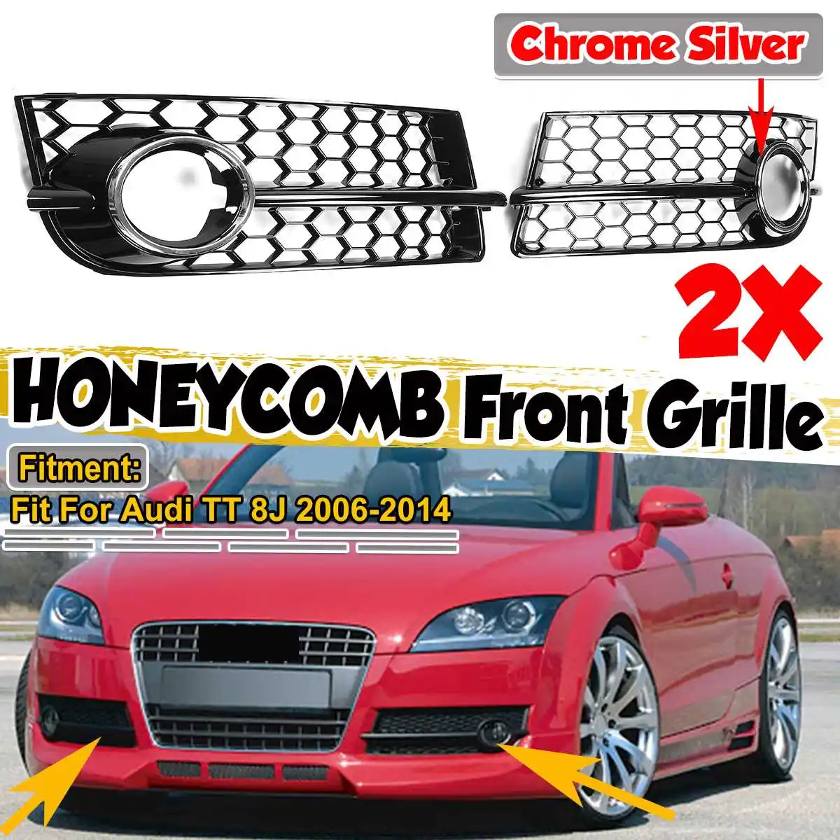 2x TT 8J Car Fog Light Grill Lamp Cover Trim Honeycomb Hex Front Grille ...