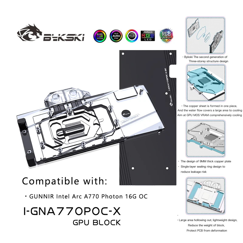 Bykski-arc-a770-Water-Block-For-GUNNIR-Intel-Arc-A770-Photon-16G-OC ...
