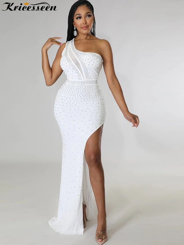 Sexy White Dresses Women | White Dress Rhinestones | Women Rhinestone ...