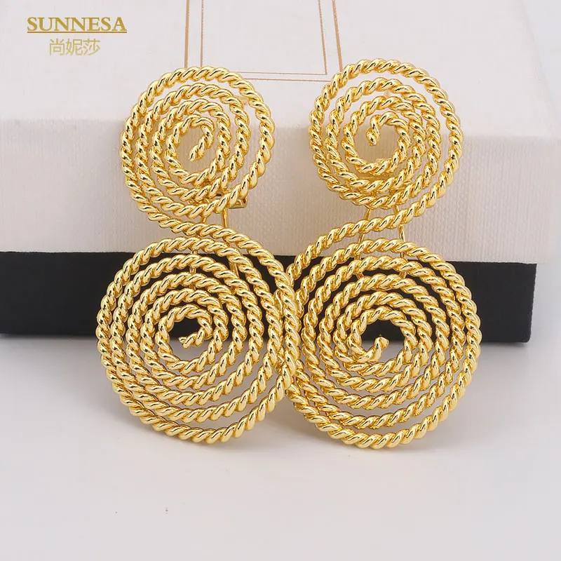 SUNNESA-Braid-Design-Gold-Color-Drop-Earrings-Elegant-Dubai-Big ...