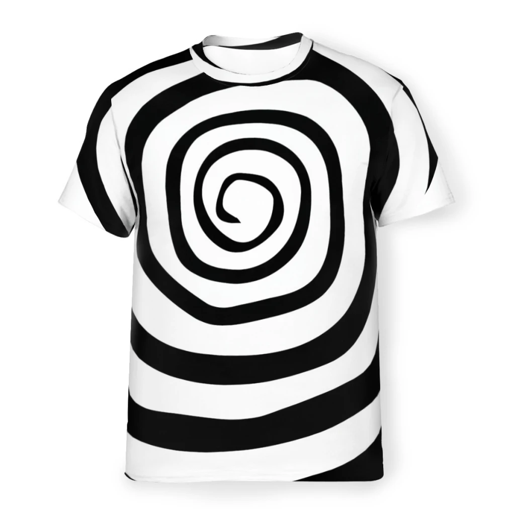 Polyester-TShirt-for-Men-SPIRAL-Motionless-In-White-Basic-Leisure-Thin ...
