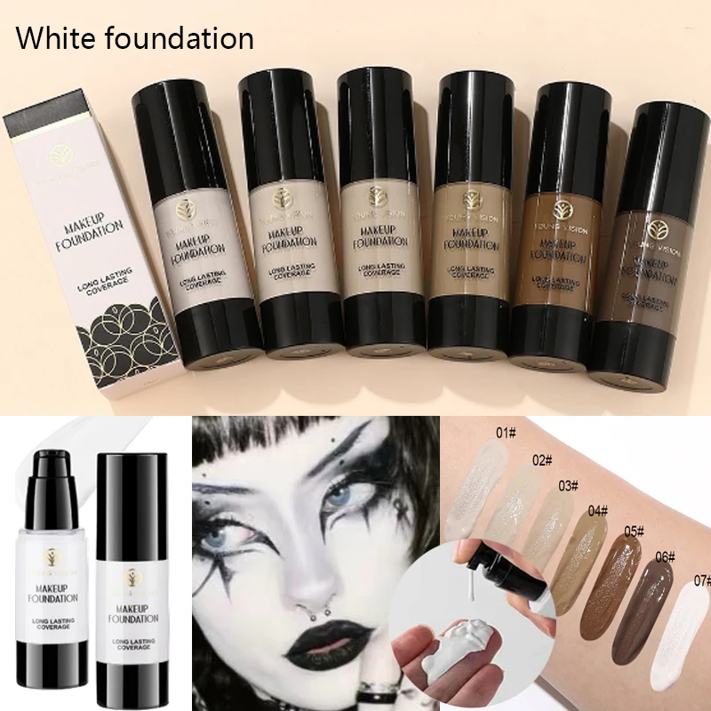 White Liquid Foundation Cosplay Face Makeup Base Long-lasting ...