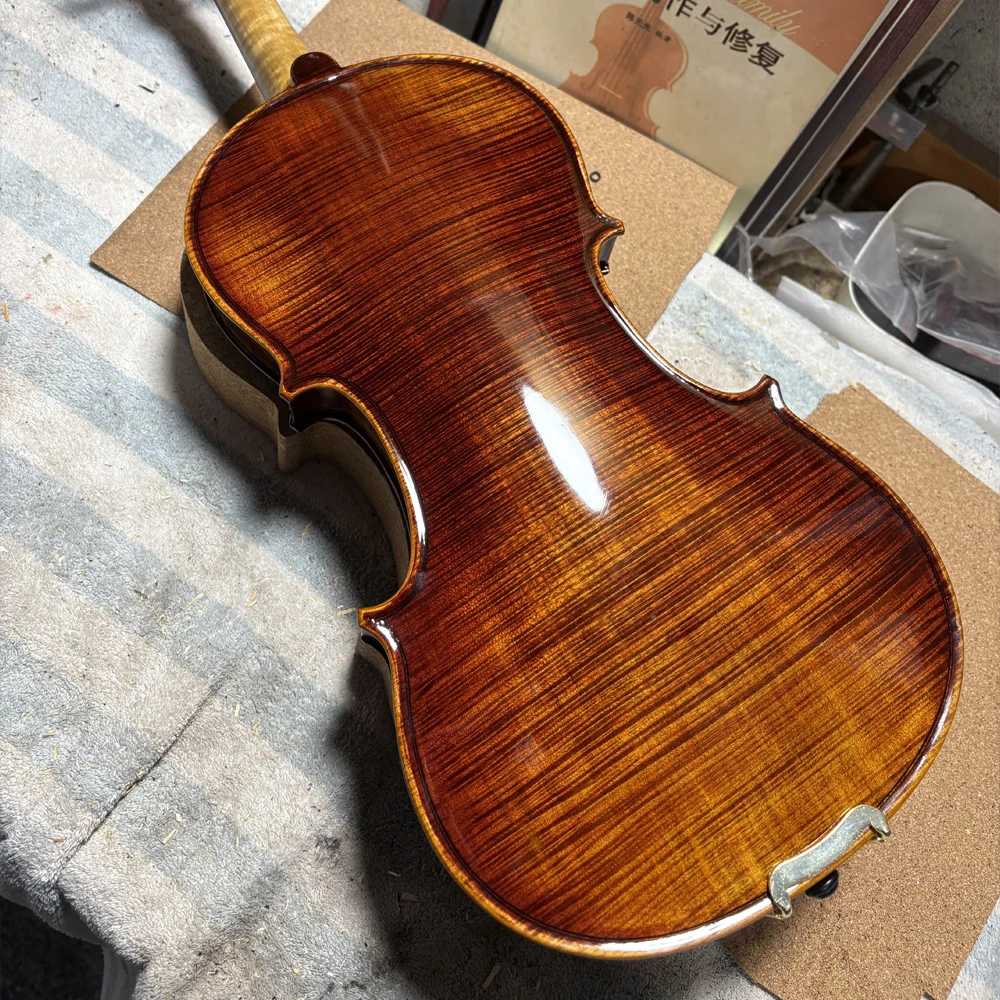 High-flame-One-piece-backboard-maple-handmade-Violin-4-4-full-size-Stradivari-vionlino ...