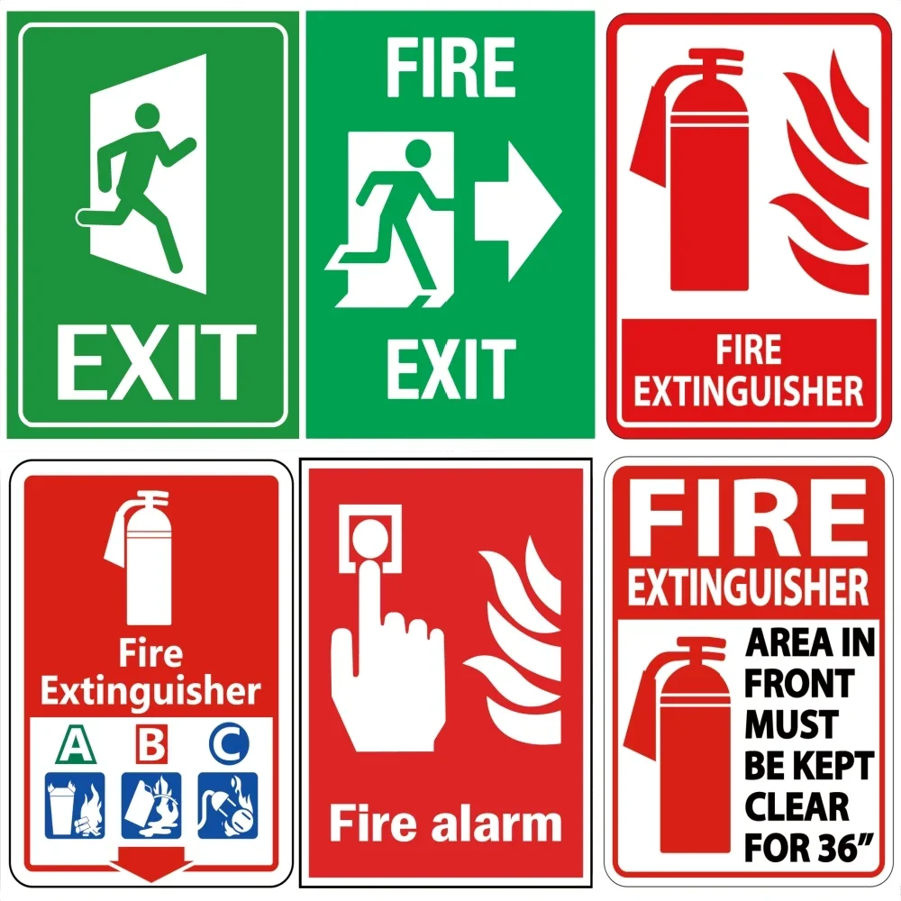 Fire-Safety-Warning-and-Fire-Safety-Exit-Metal-Aluminum-Sign-Plaque-For ...