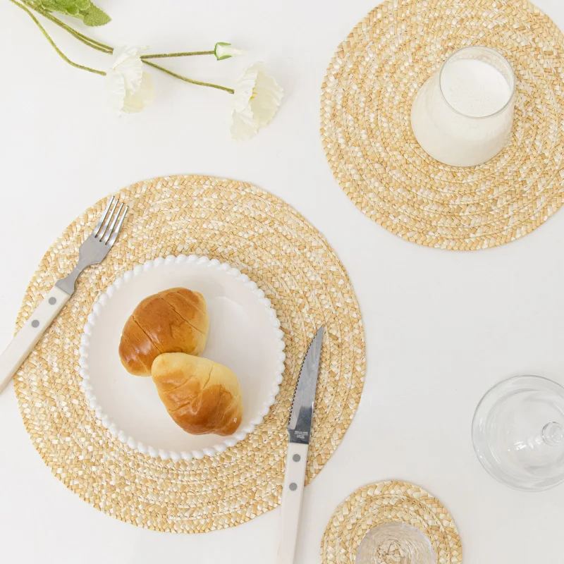 Nordic-wheat-straw-woven-table-heat-insulation-placemat-plate-placemat ...