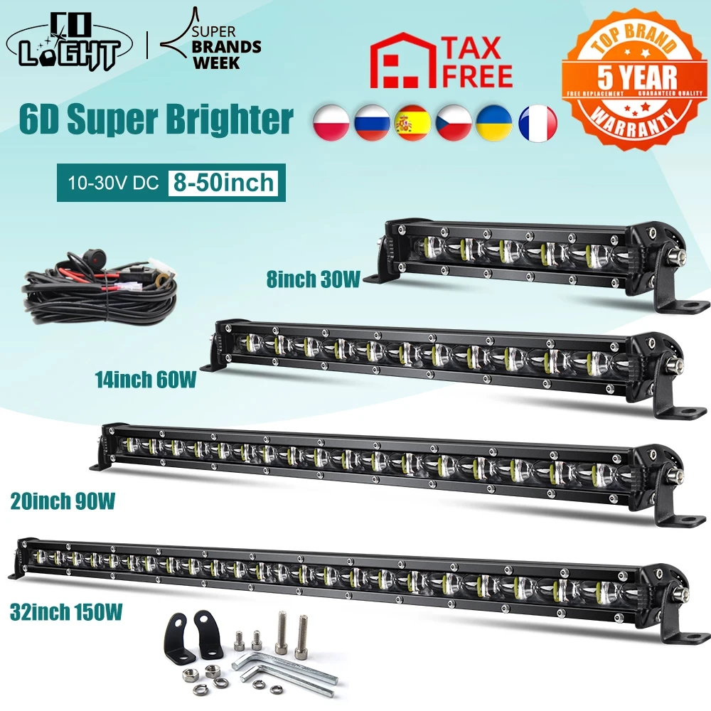 CO LIGHT Super Bright LED Light Bar 6D 8 50inch Offroad Combo Led Bar ...