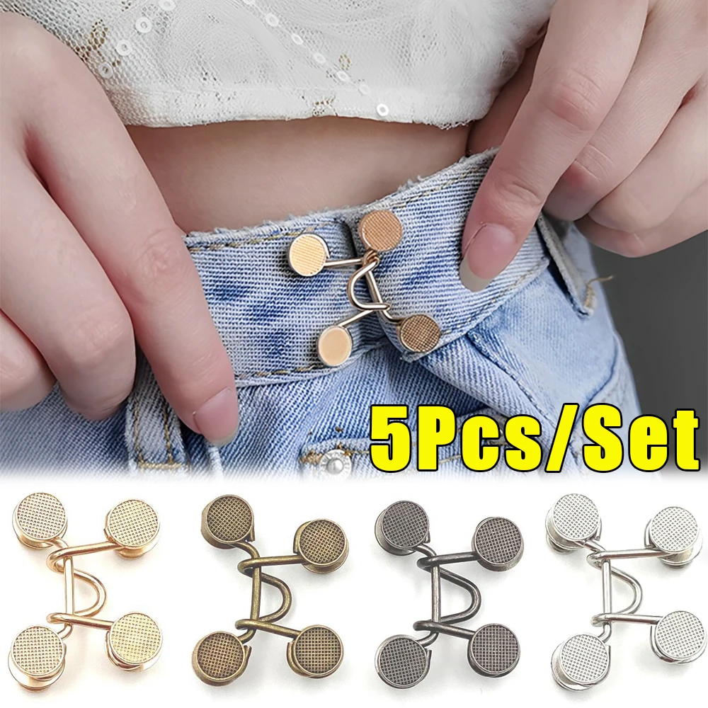5-1Sets-Metal-Jeans-Waist-Buckle-Adjustable-Nail-free-Snaps-Fastener ...