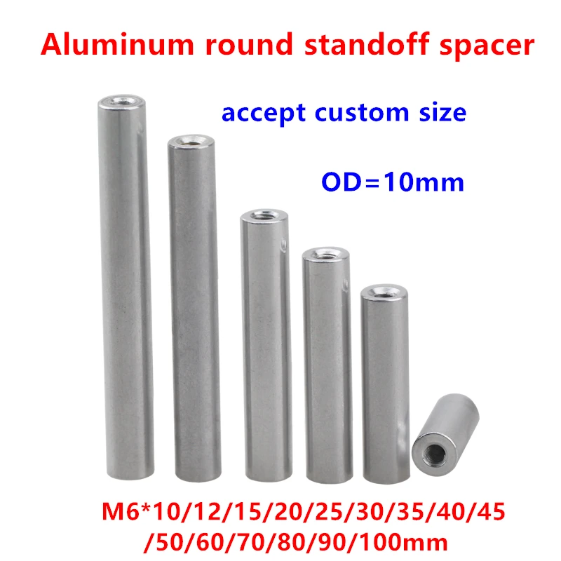 10pcs M6 OD=10mm Aluminum standoff spacer CNC machine aluminum column ...