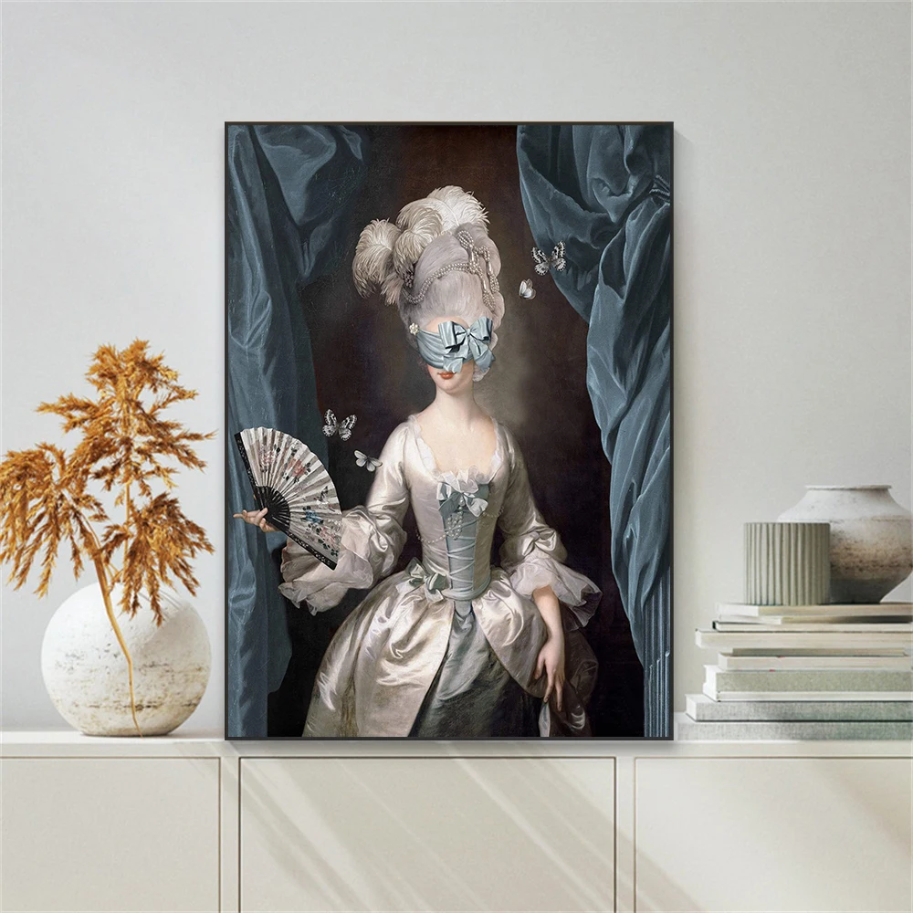 Altered-Woman-Portrait-Wall-Poster-Classical-Woman-Art-Pintura-em-Lona ...