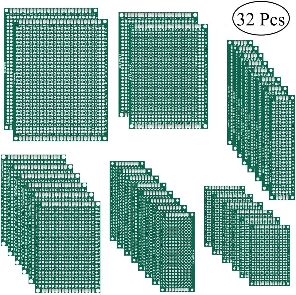 32-Pcs-Double-Sided-PCB-Board-Prototype-Kit-6-Sizes-Universal-Printed ...