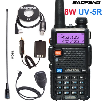 Baofeng UV-5R 8W True High Power 8 Watts Powerful Walkie Talkie Long Range 10km FM Two Way Radio ...