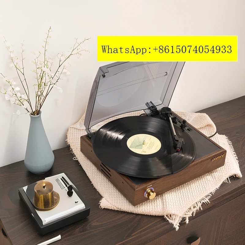 Black vinyl record player, modern ho-me record player, retro phonograph ...